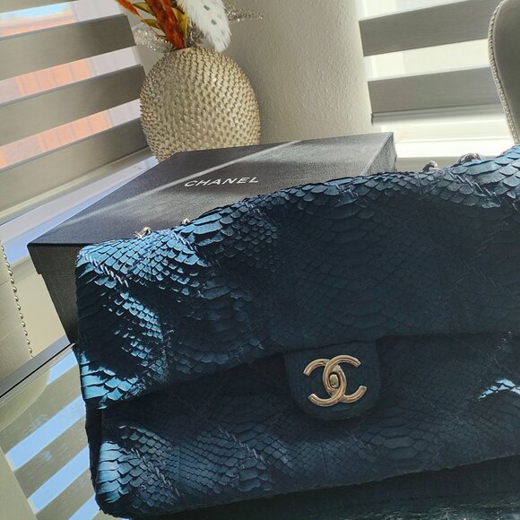 CHANEL | Bags | Blue Chanel Snakeskin Bag | Poshmark